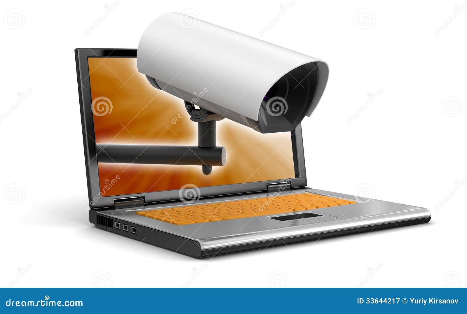 Laptop and Security Camera (clipping Path Included) Stock Illustration ...