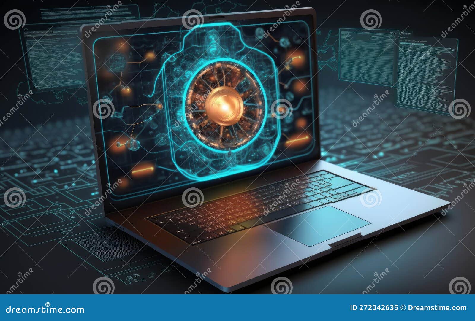 Laptop with Security Lock on the Screen. Generative AI Stock ...