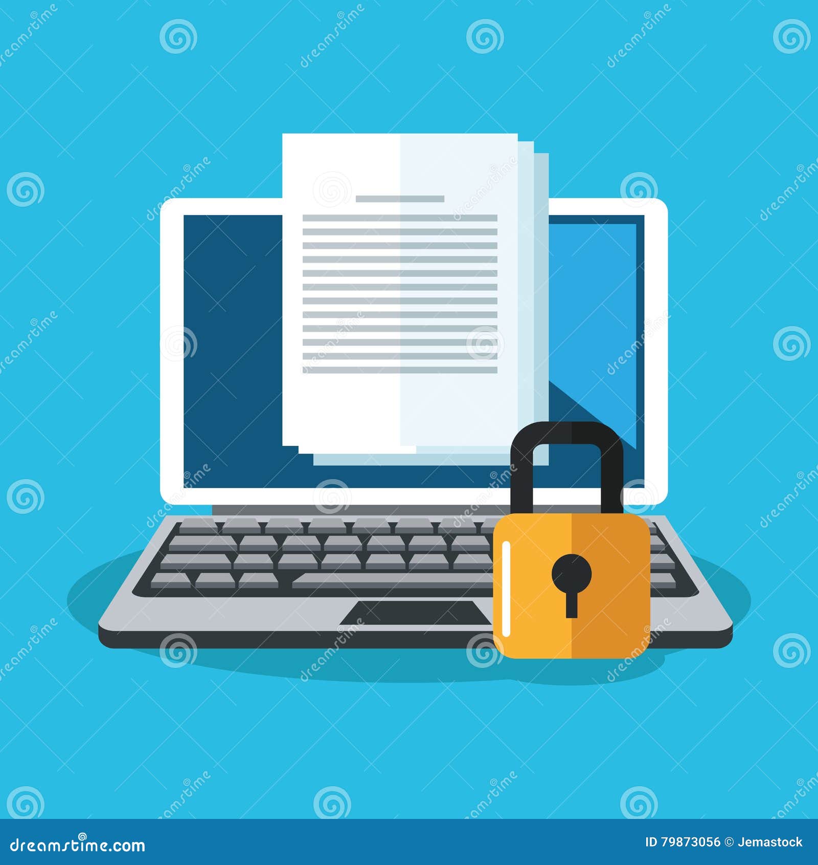 Laptop and Security System Design Stock Illustration - Illustration of ...