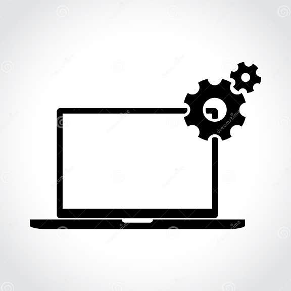Laptop settings icon stock illustration. Illustration of background ...