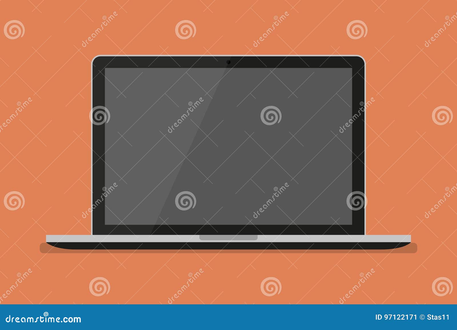 Laptop with Shadow in a Flat Design. Vector Illustration Stock ...