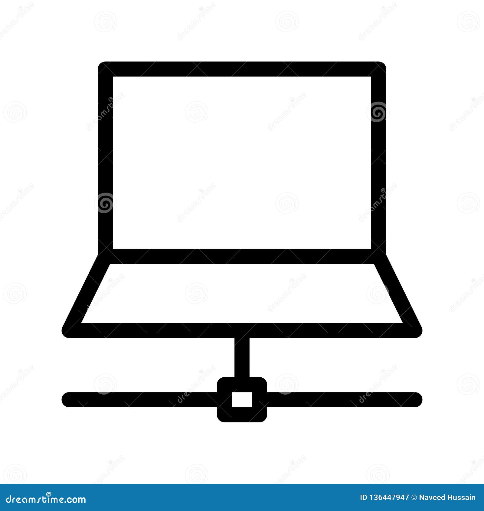 Laptop Sharing Vector Line Icon Stock Vector - Illustration of group ...