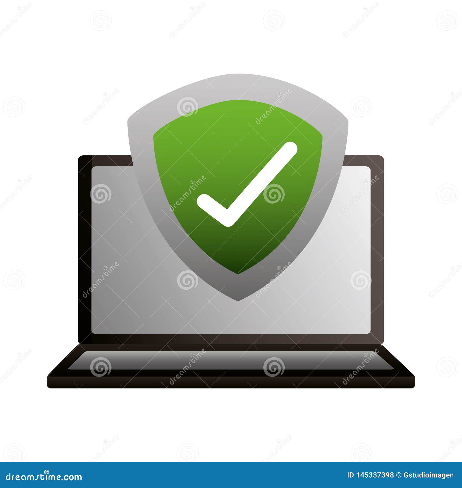 Laptop Shield Protection Check Mark Stock Vector - Illustration of ...