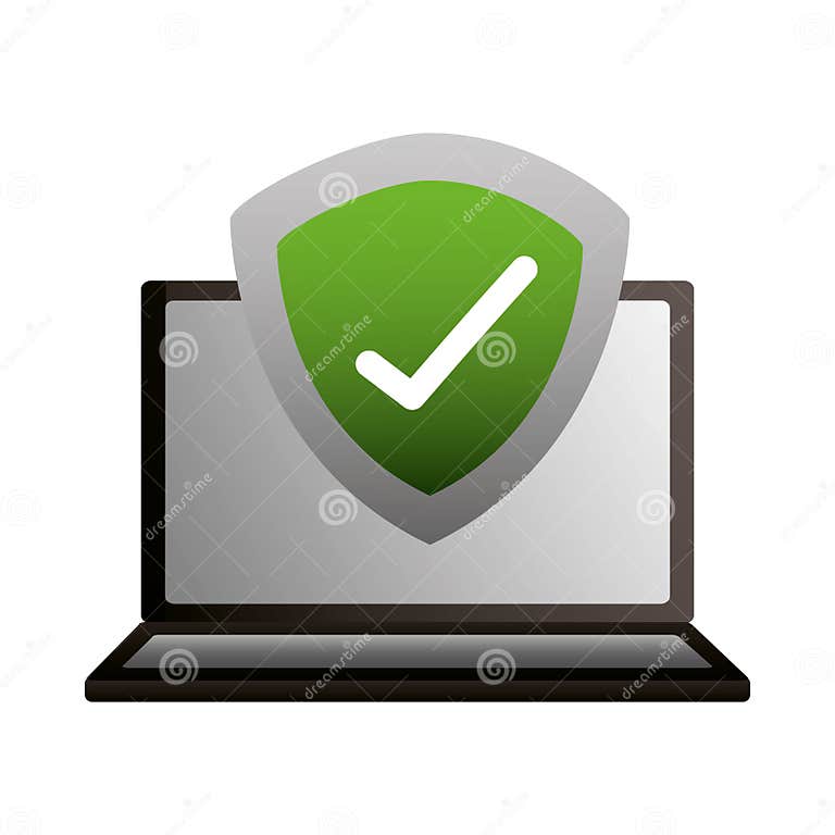 Laptop Shield Protection Check Mark Stock Vector - Illustration of ...