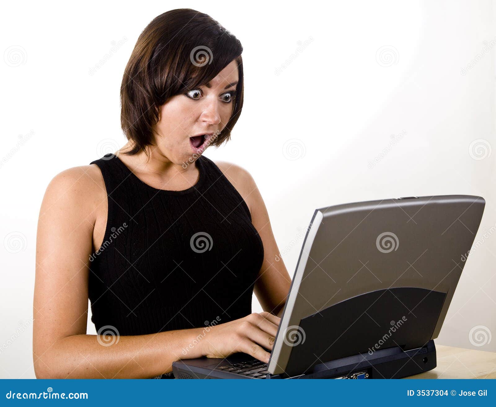 Laptop Shocker 1 stock photo. Image of laptop, teen, horror - 3537304
