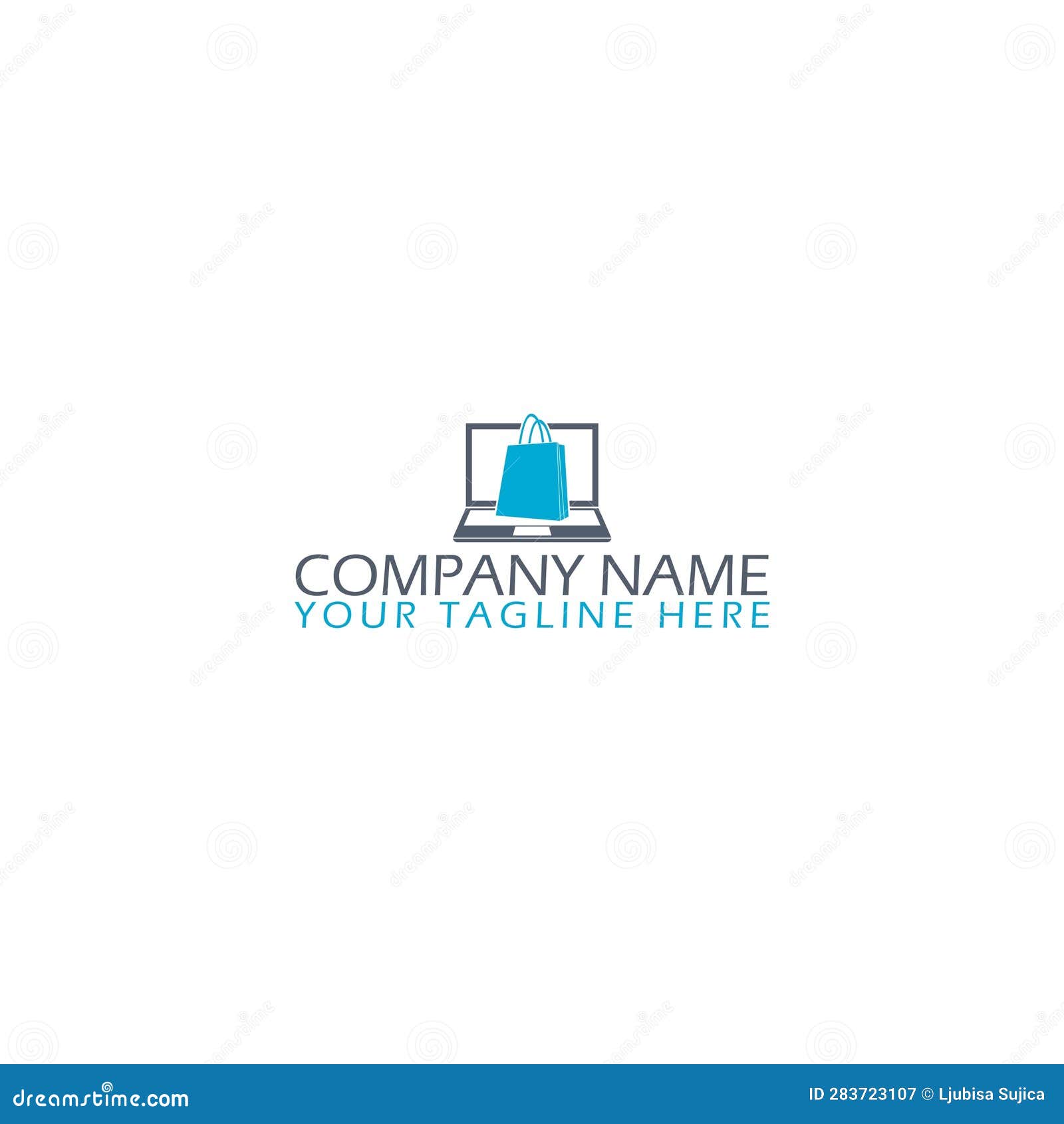 Laptop and Shopping Bag Logo Template Stock Vector - Illustration of ...