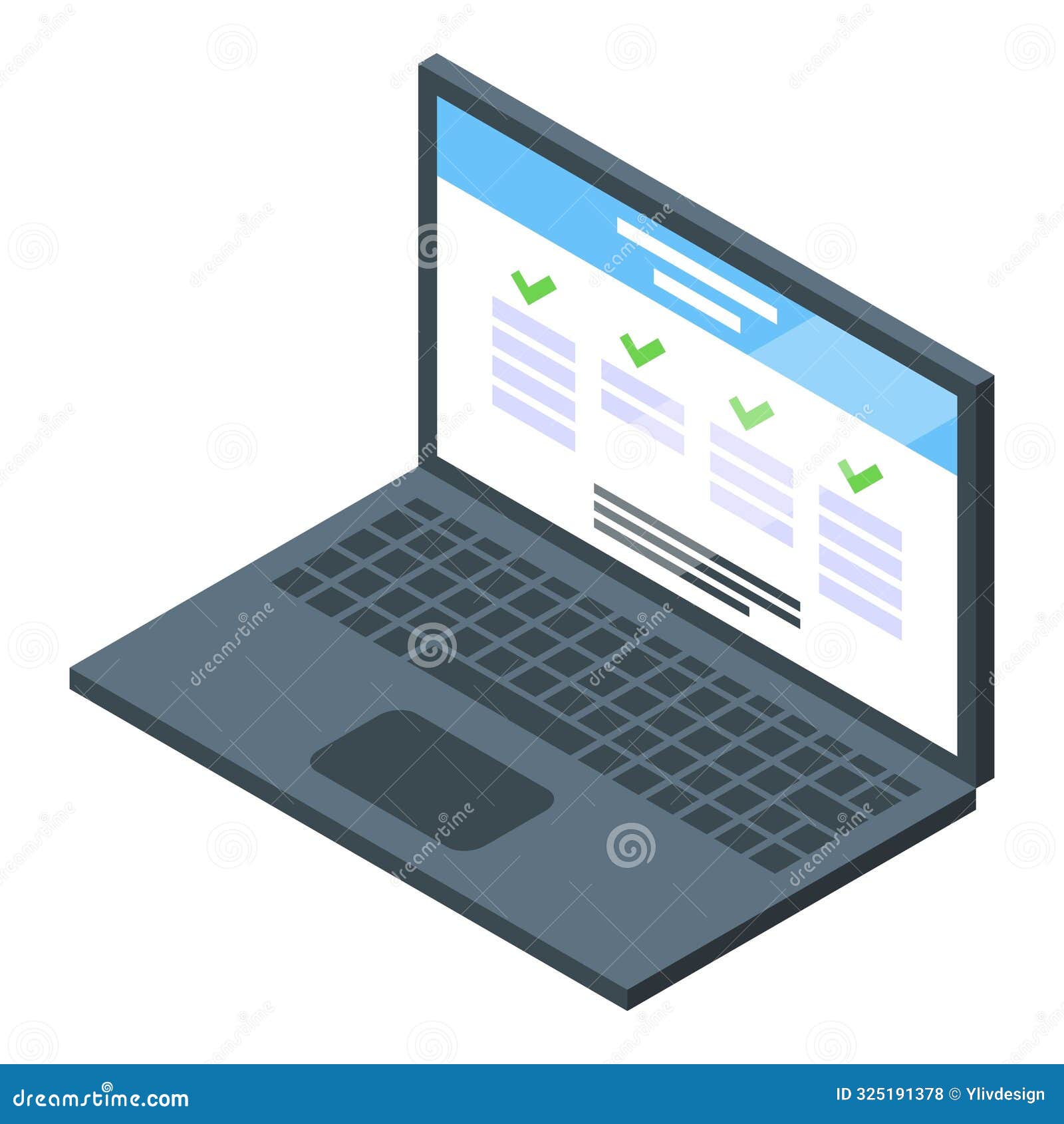 Laptop Showing Checklist on Screen for Online Survey Stock Vector ...
