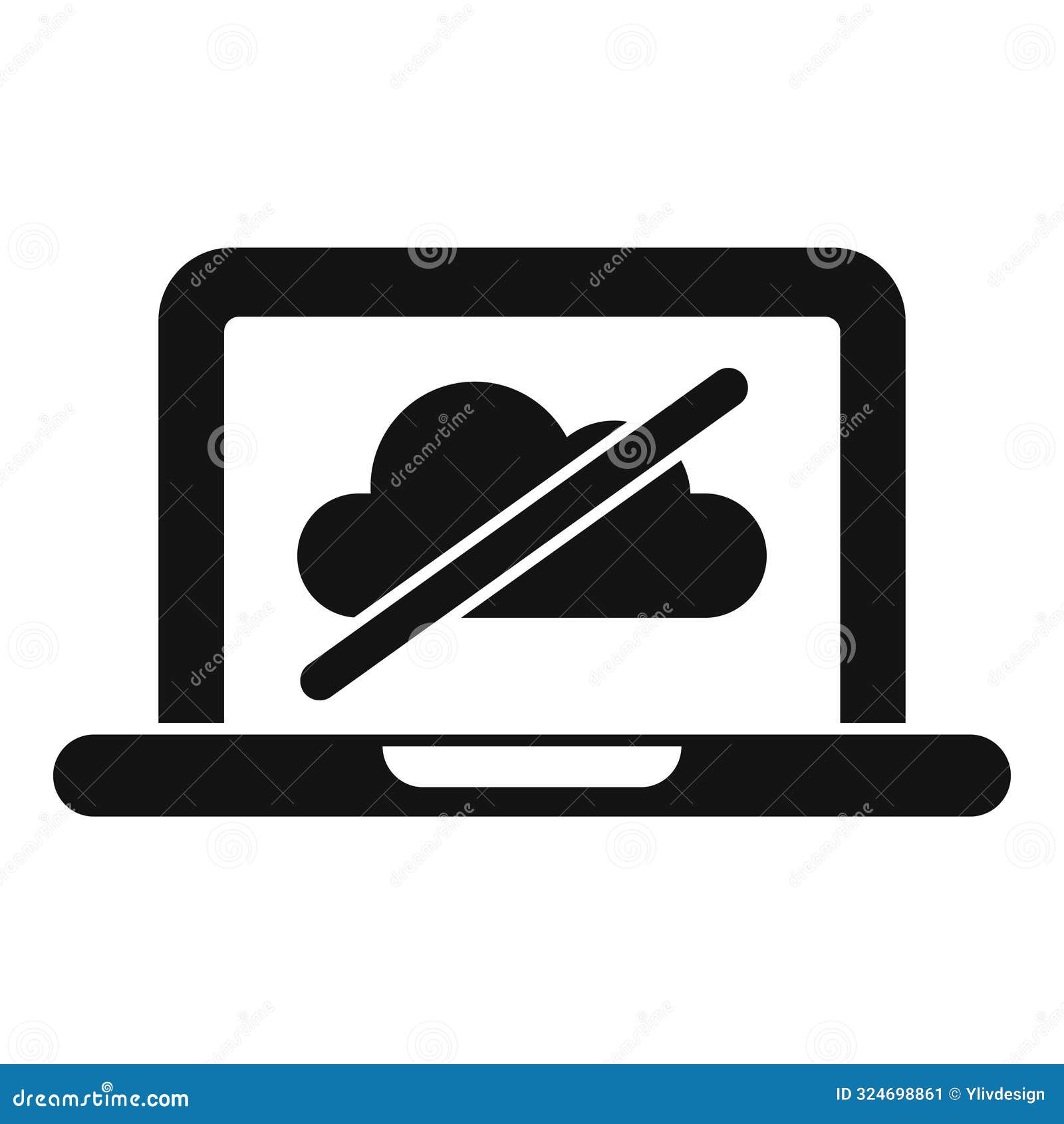 Laptop Showing Cloud Computing Disconnection Icon Stock Illustration ...
