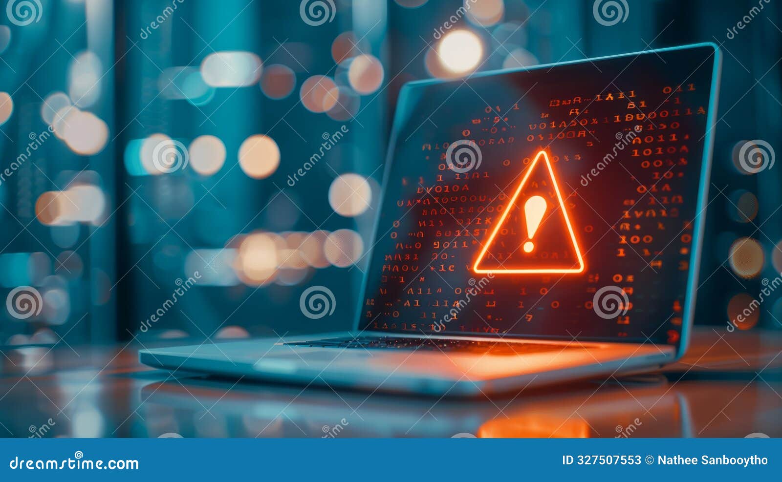 Laptop Showing Cybersecurity Warning Alert Stock Illustration ...