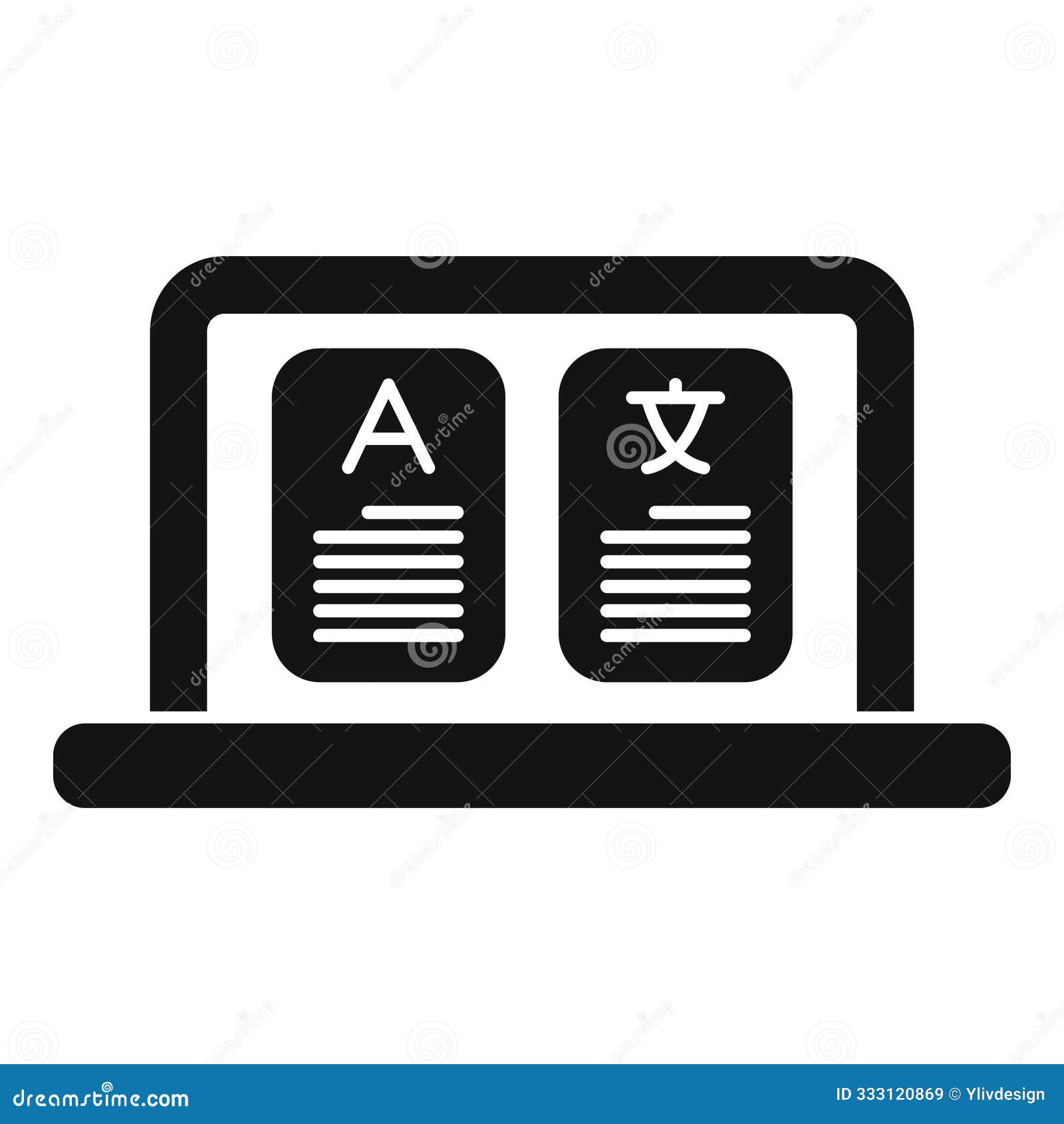 Laptop Showing Digital Translation Icon Representing Language Learning ...