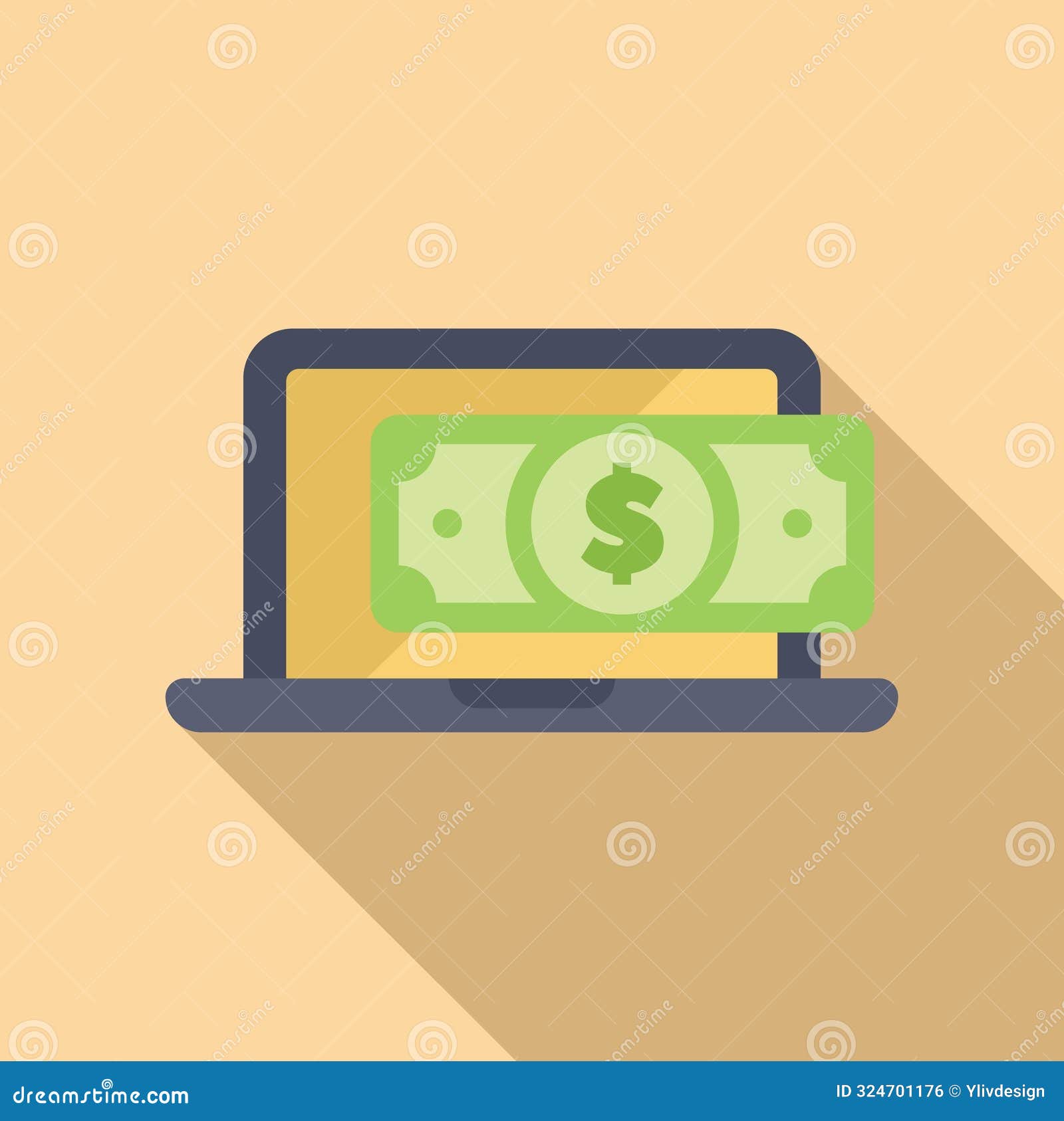 Laptop Showing Online Payment with Dollar Bill on Screen Stock ...