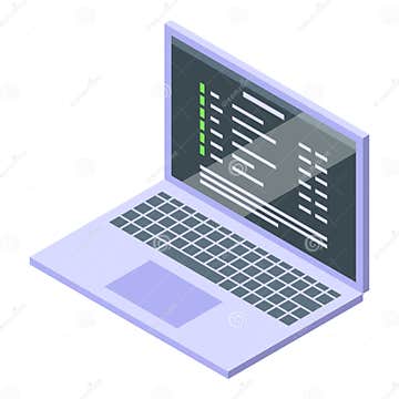 Laptop Showing Programming Code on Screen Isometric View Stock Vector ...