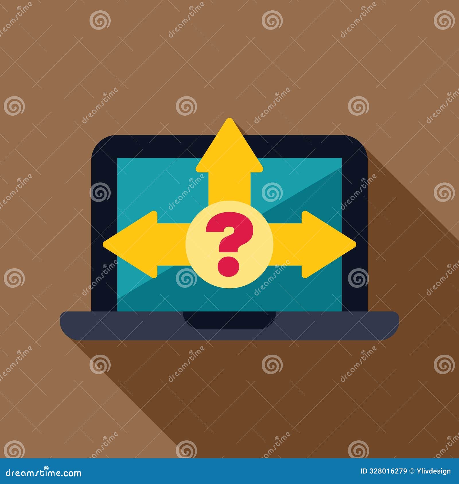 Laptop Showing Question Mark and Arrows Pointing Different Directions ...