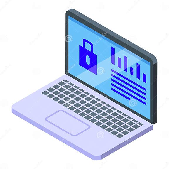 Laptop Showing Secure Data Encryption System with Graph on Screen Stock ...