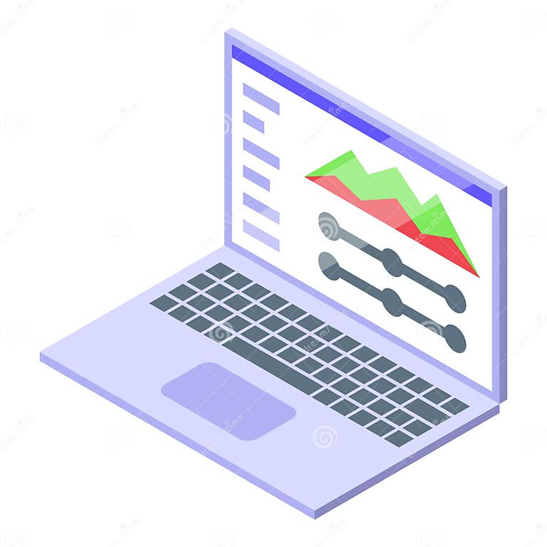 Laptop Showing Statistical Charts and Controls for Data Analysis Stock ...
