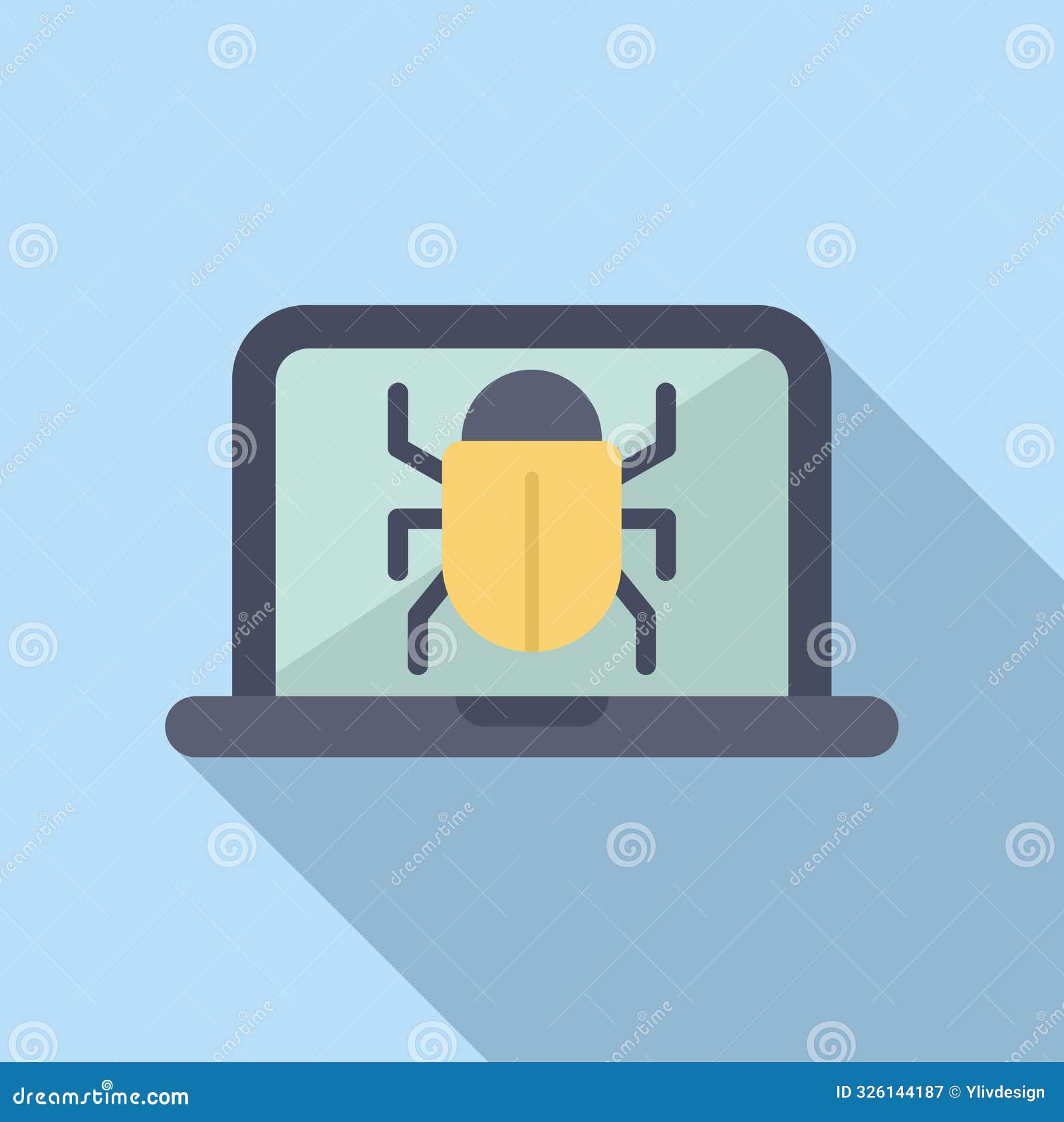 Laptop Showing Virus Detected Warning with a Bug Symbol Stock Vector ...