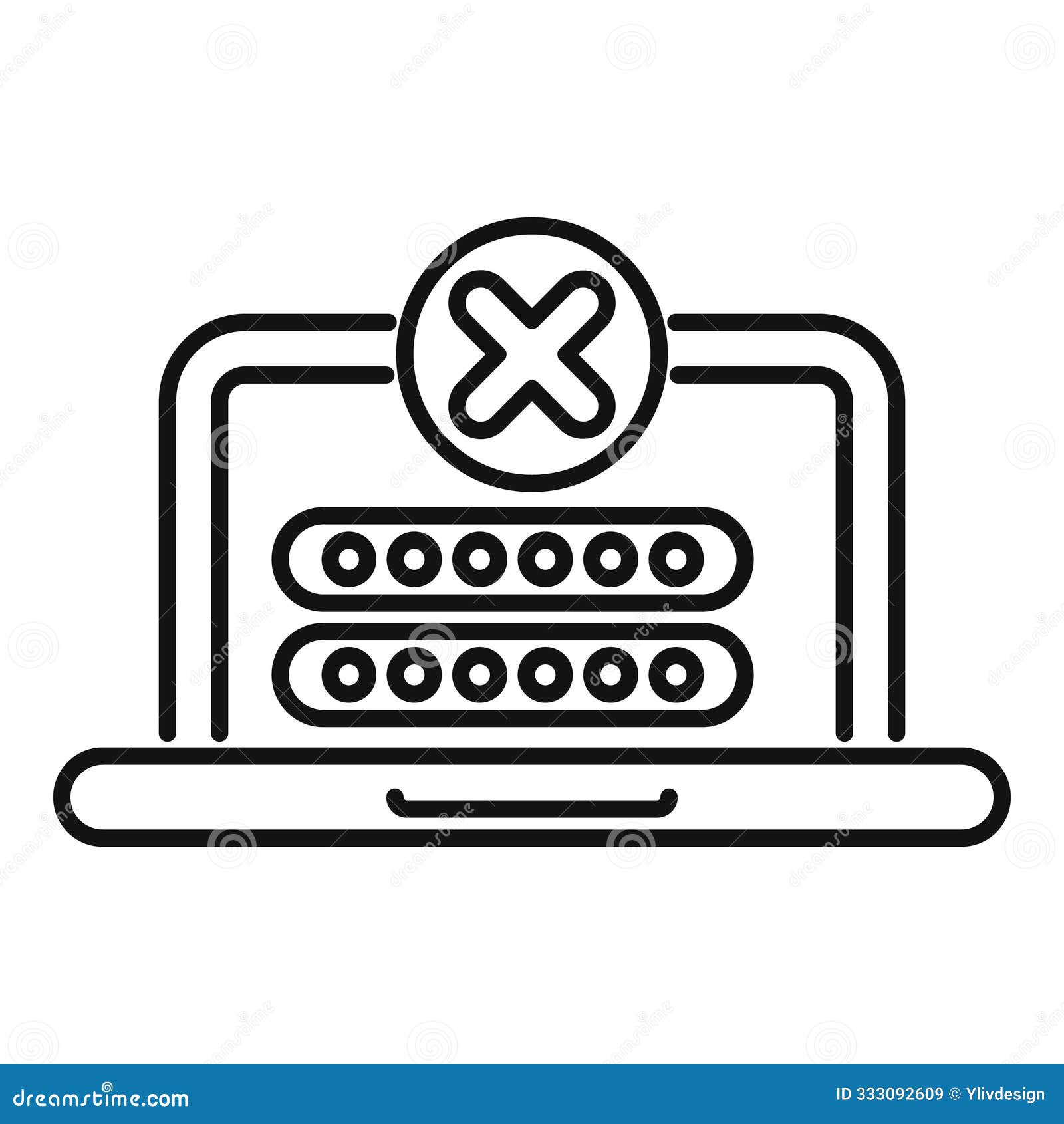 Laptop Showing Wrong Password Notification with Cross Mark Icon Stock ...
