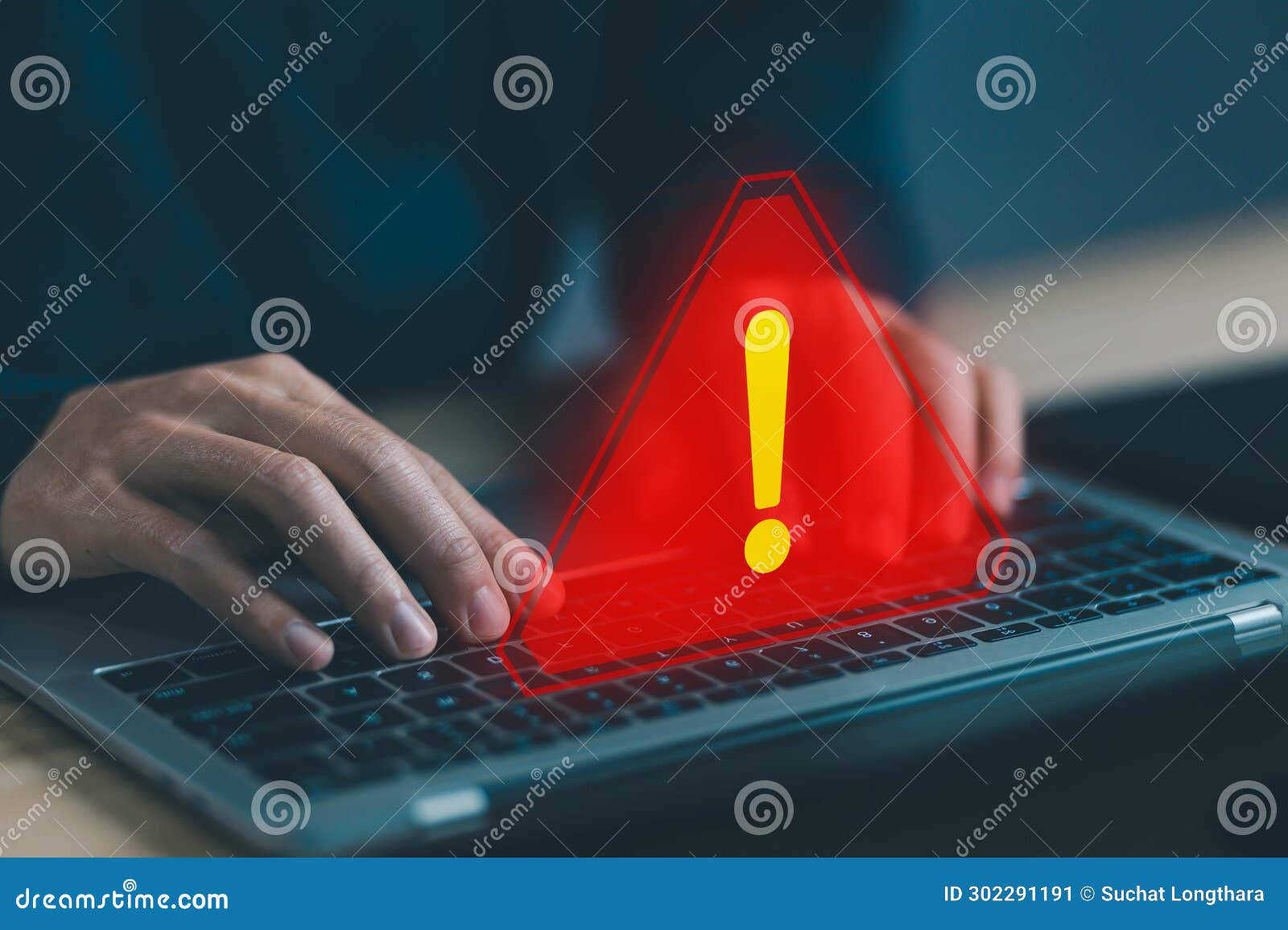 Laptop Shows a Warning Sign of System Failure. Concept Notification a ...