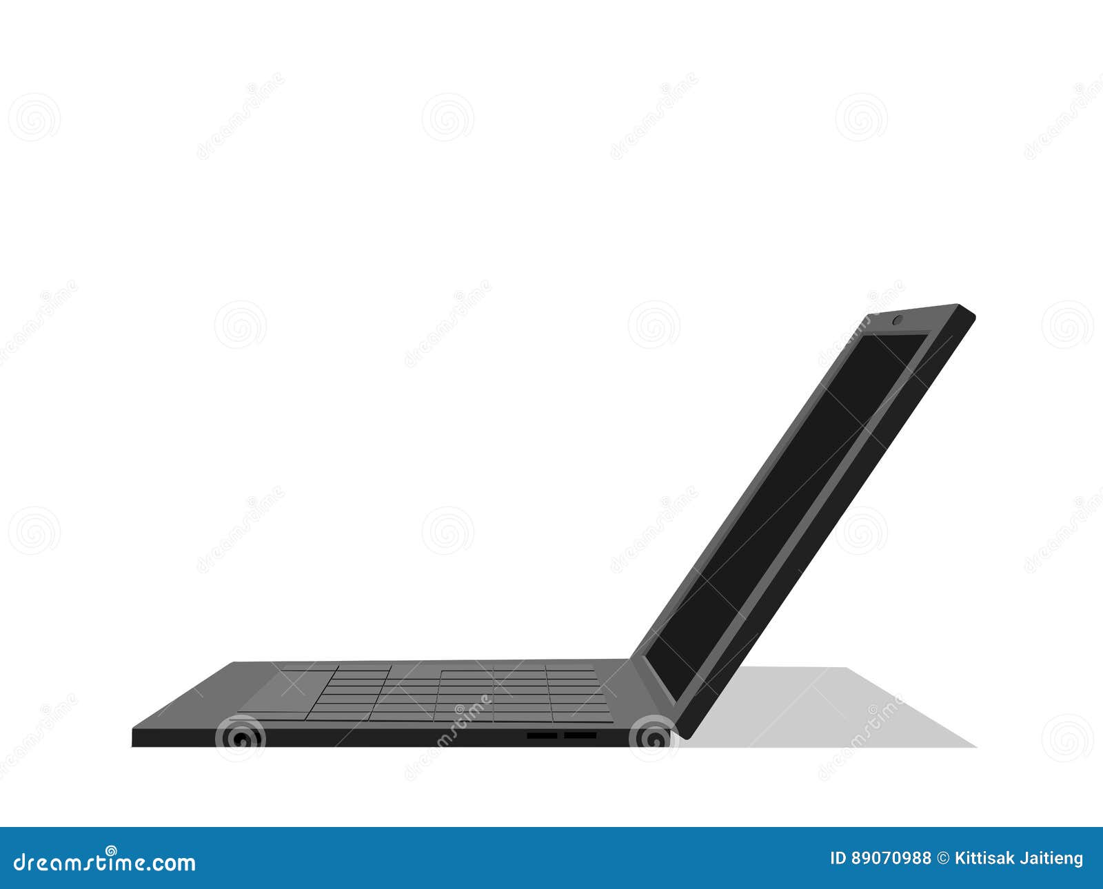 Laptop side view stock vector. Illustration of icon, calculation - 89070988