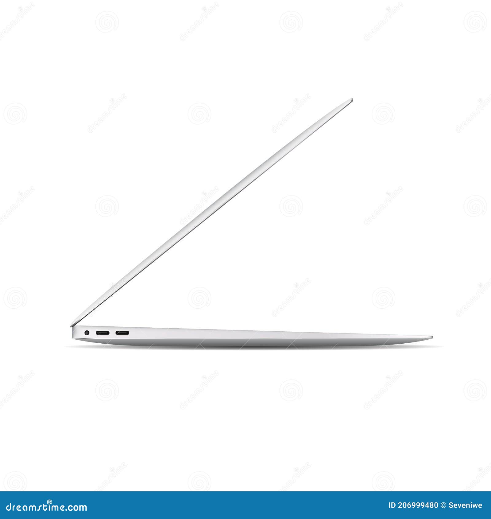 Laptop Side View. Thin Notebook Computer Isolated on White Background ...