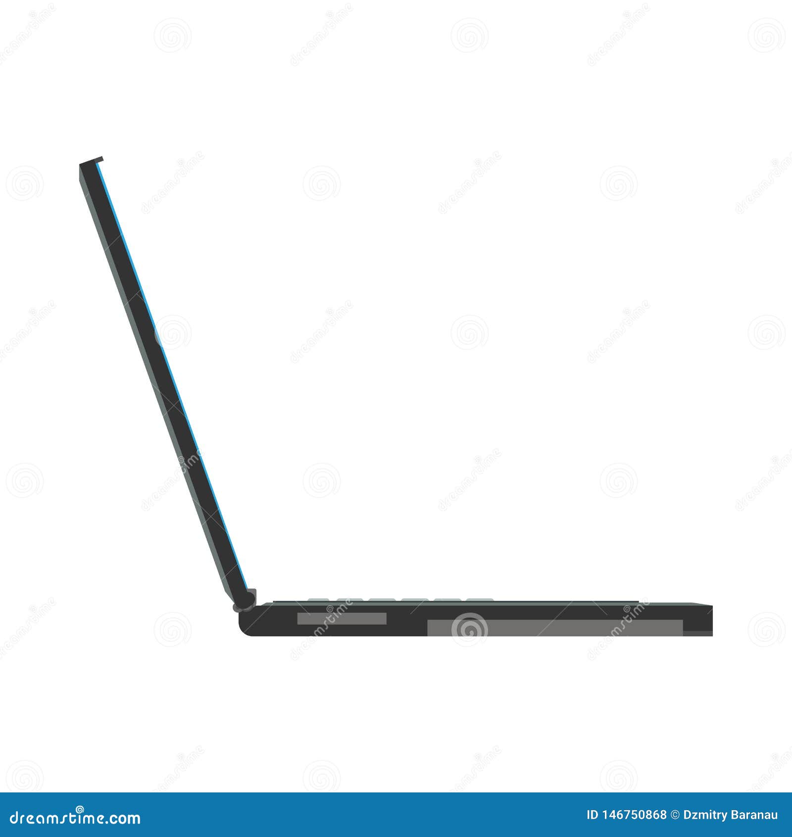 Laptop Side View Vector Icon Concept Screen. Business Computer Office ...