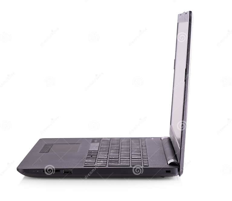 The Laptop Sideways. Isolated on White Background Stock Image - Image ...