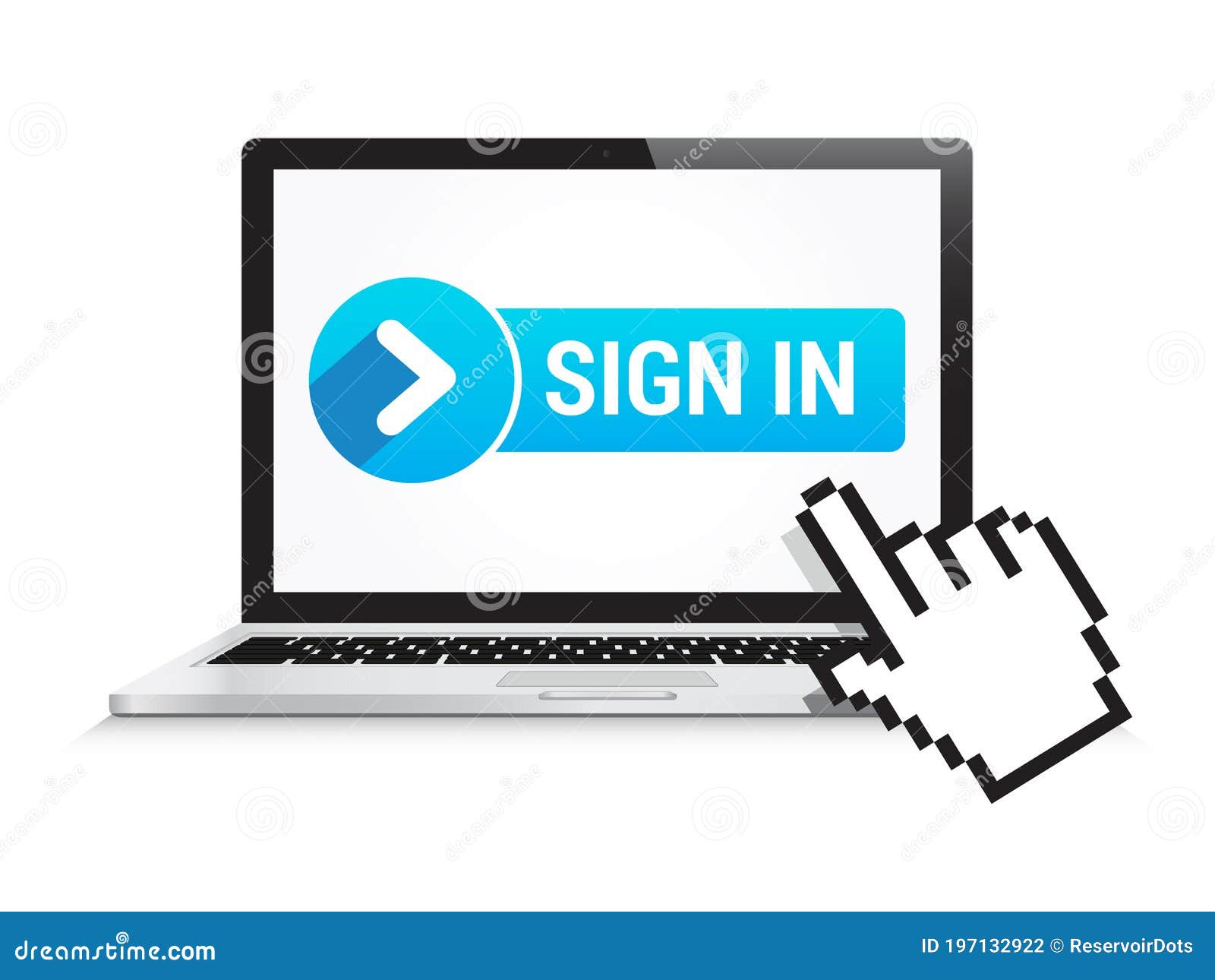 Laptop Sign in Button stock vector. Illustration of shiny - 197132922