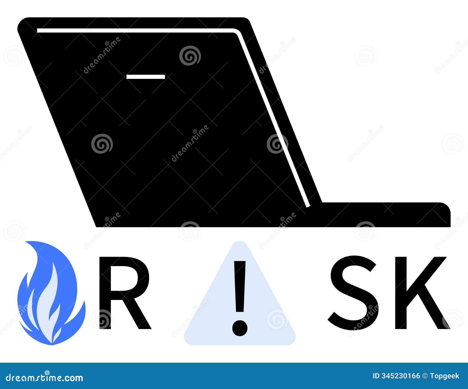 Laptop with Warning Symbols Emphasizing Risk and Safety in Technology ...