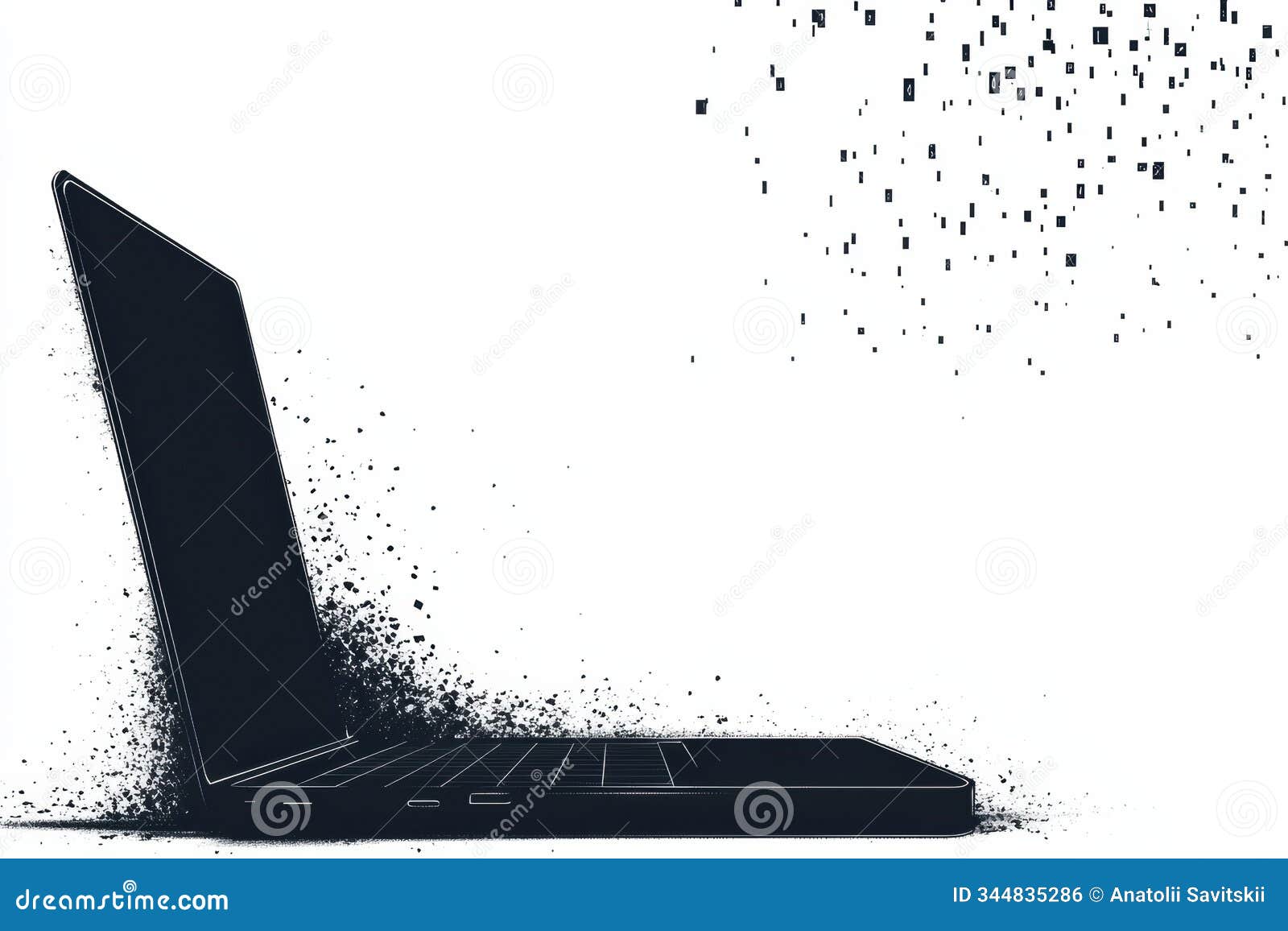 A Laptop Silhouette Releases a Cascade of Falling Numbers, Illustrating ...