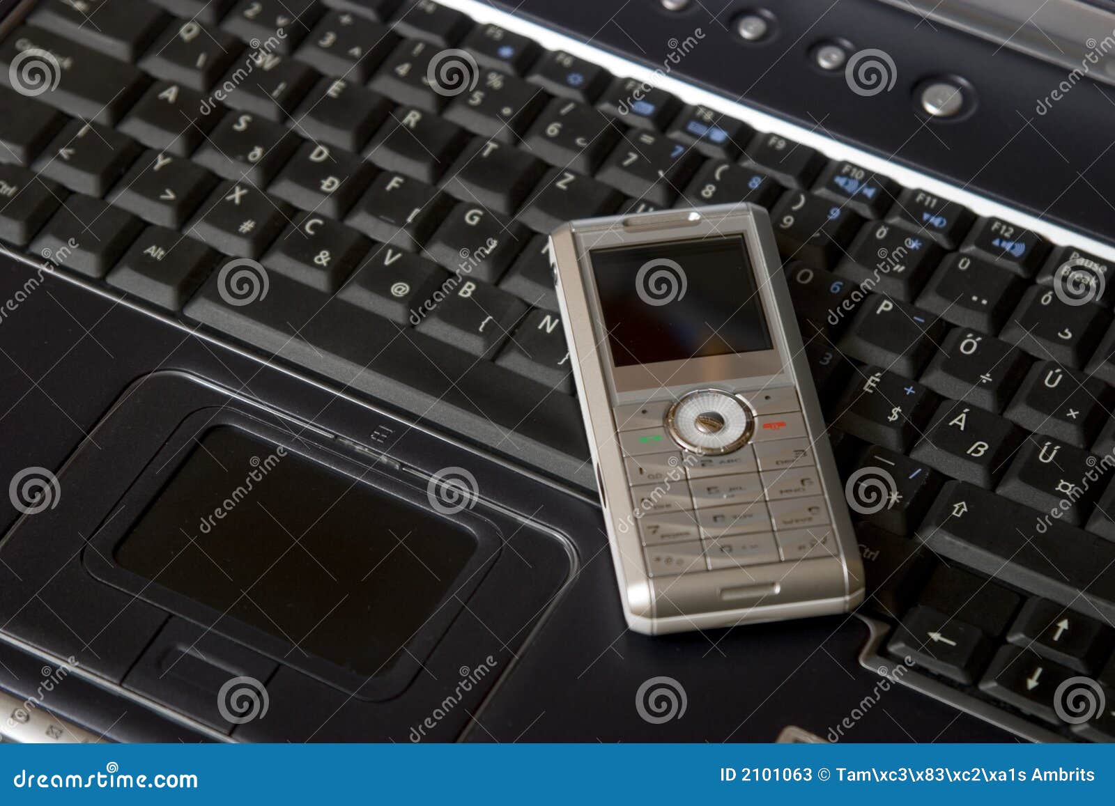 Laptop and Silver Smart Phone Stock Image - Image of communication ...