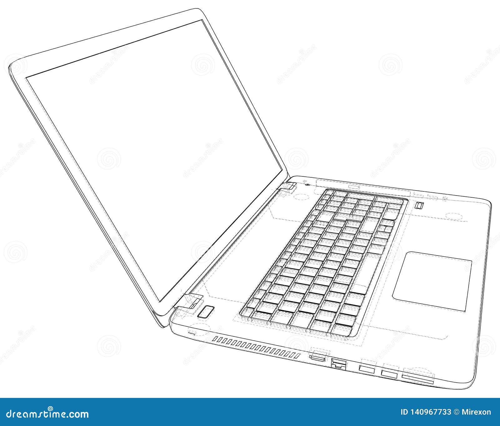 Laptop Sketch. Vector Created of 3d Stock Vector - Illustration of ...