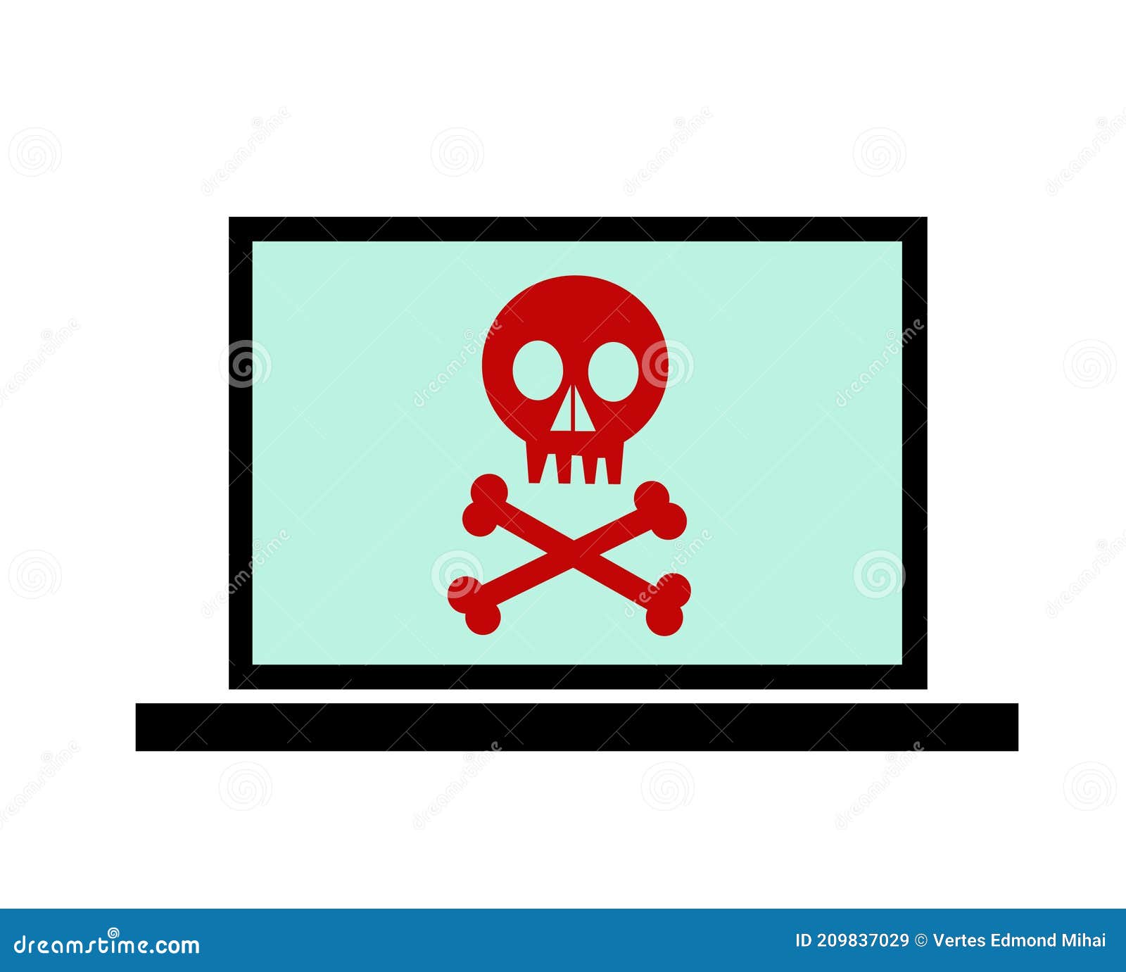 Laptop with Skull on the Screen Stock Vector - Illustration of mail ...