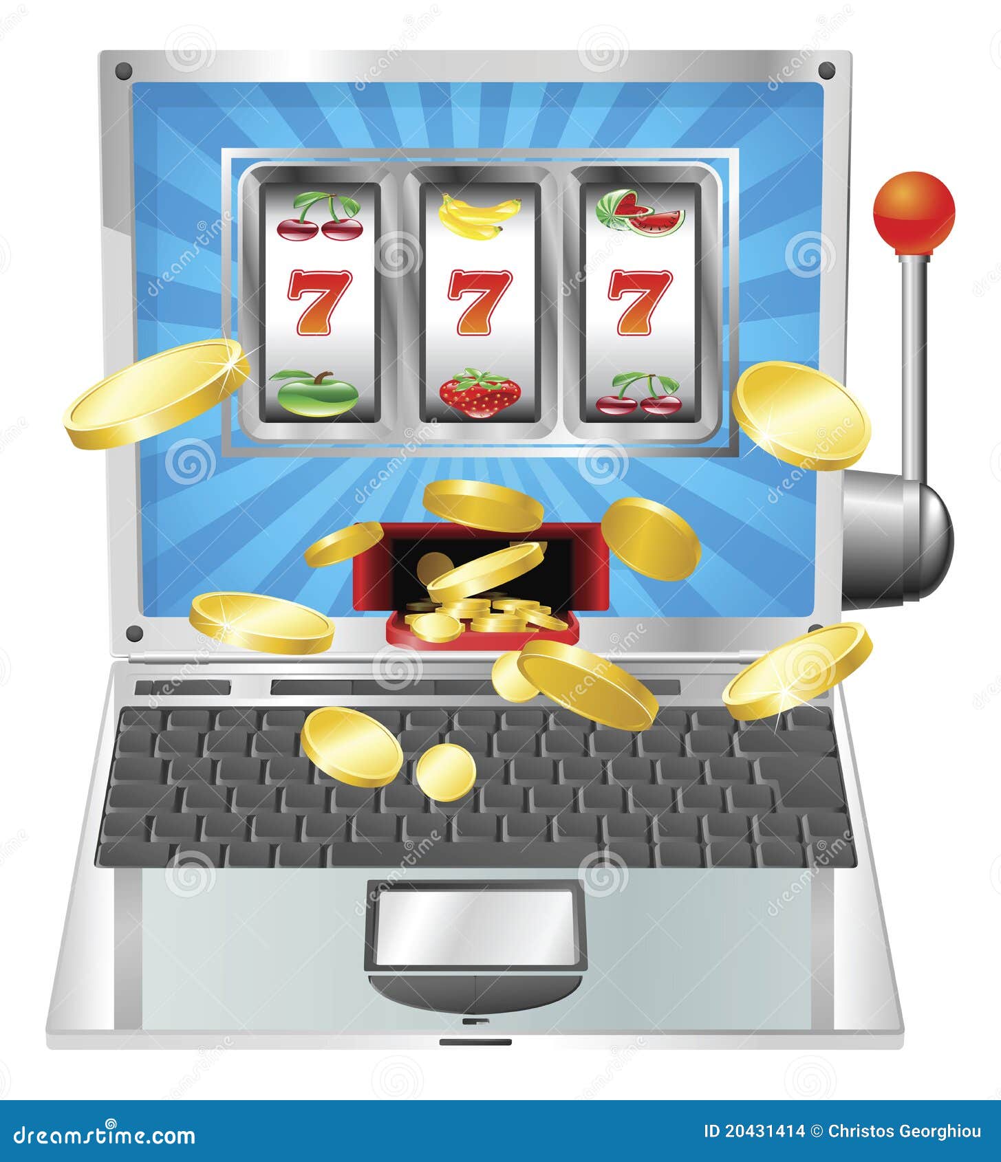 Laptop Slot Machine Concept Stock Vector - Illustration of coins ...