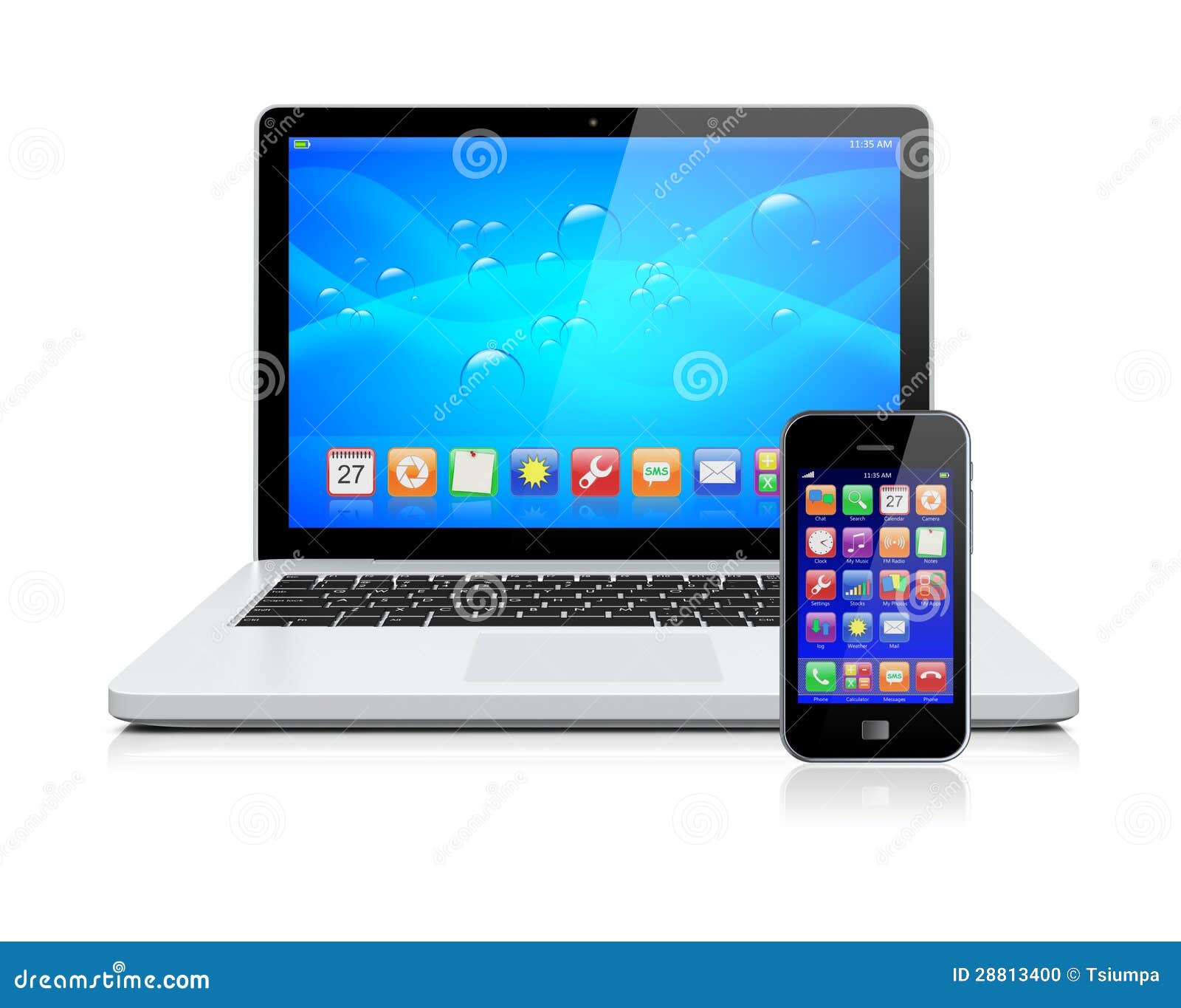 Laptop, and smartphone stock illustration. Illustration of electronics ...