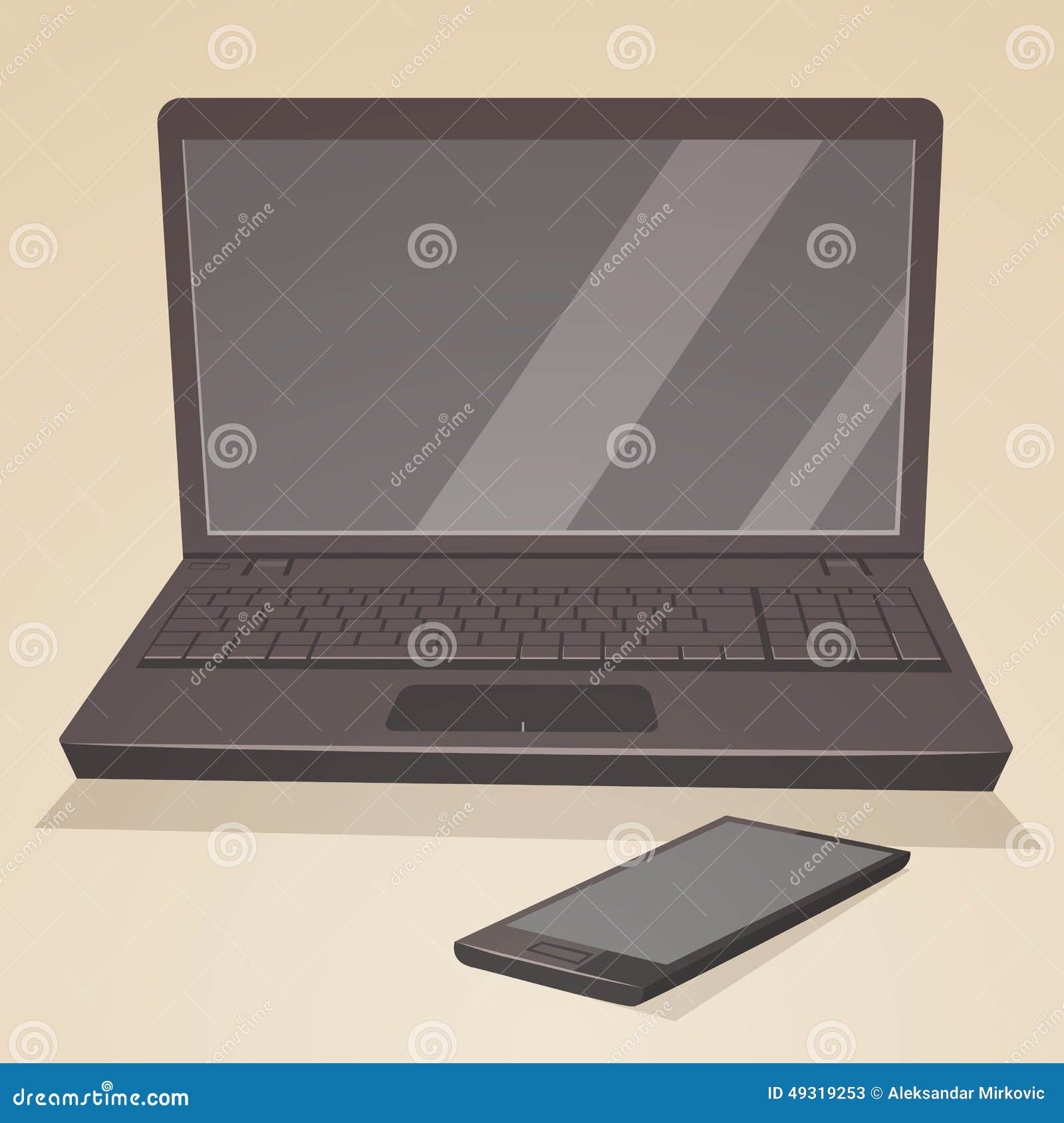 Laptop and smartphone stock vector. Illustration of connection - 49319253