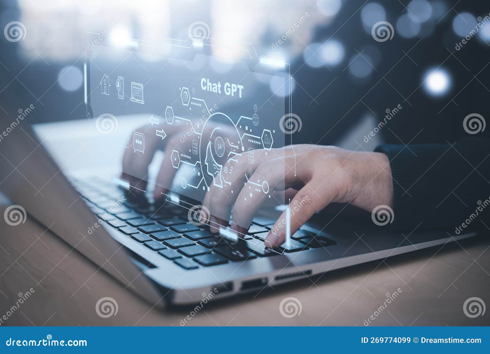 Chat GPT Chat With AI Artificial Intelligence. Businessman Using ...