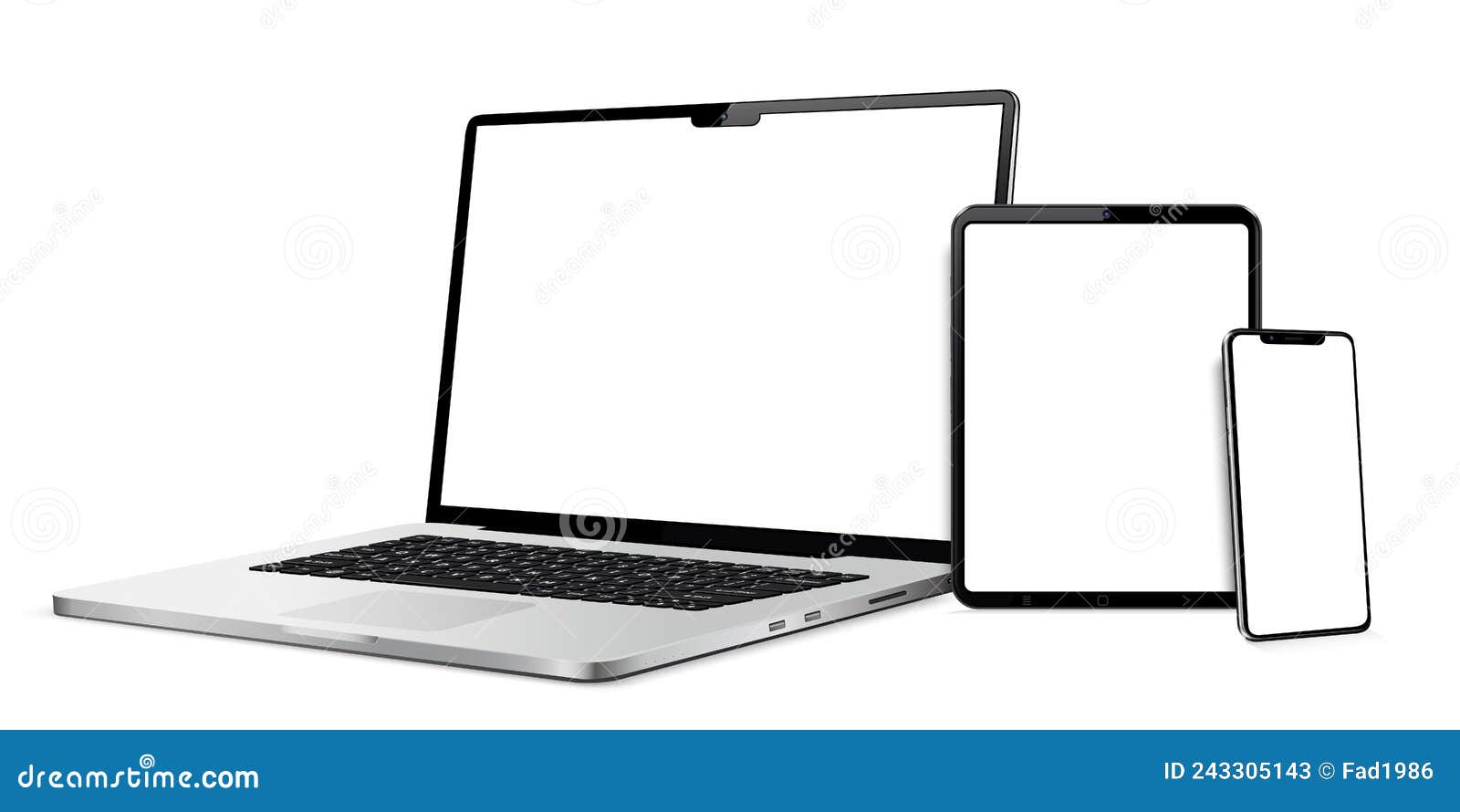 Laptop with Smartphone and Tablet Stock Vector - Illustration of phone ...