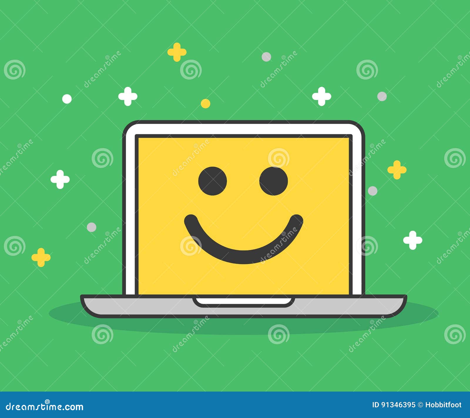 Laptop with Smile Icon Illustration. Modern Flat Design Stock Vector ...
