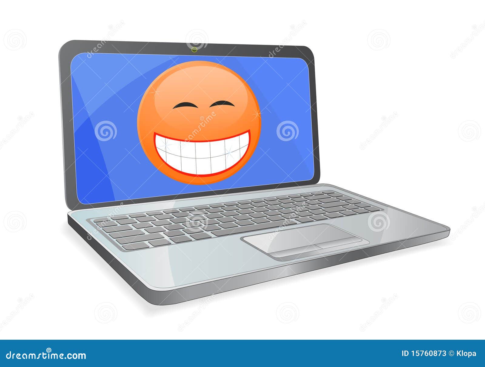 Laptop with Smile on Screen Stock Vector - Illustration of book ...