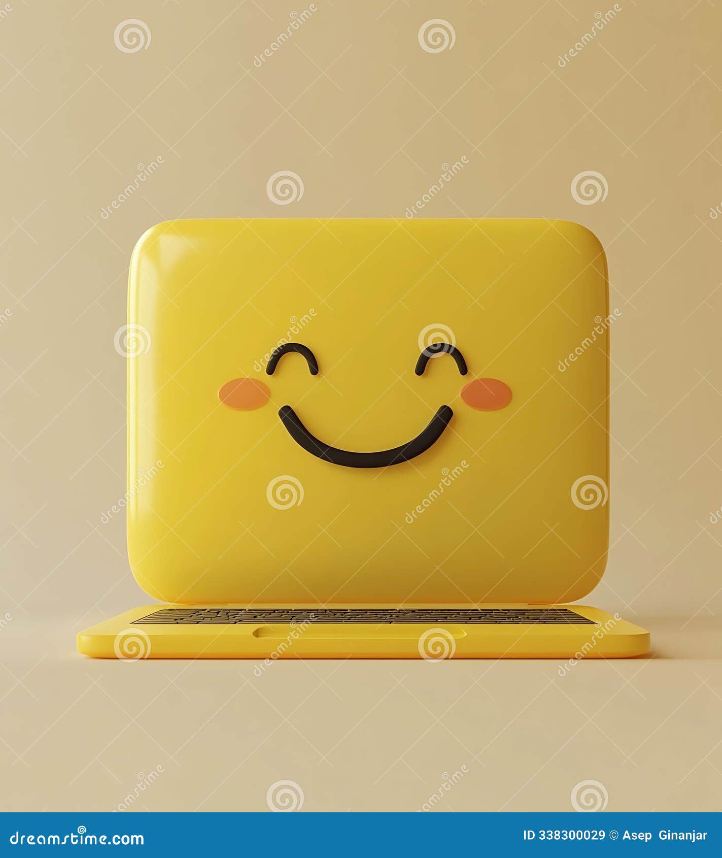 A Laptop with a Smiley Face Stock Illustration - Illustration of ...