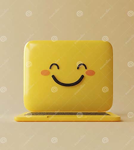 A Laptop with a Smiley Face Stock Illustration - Illustration of ...