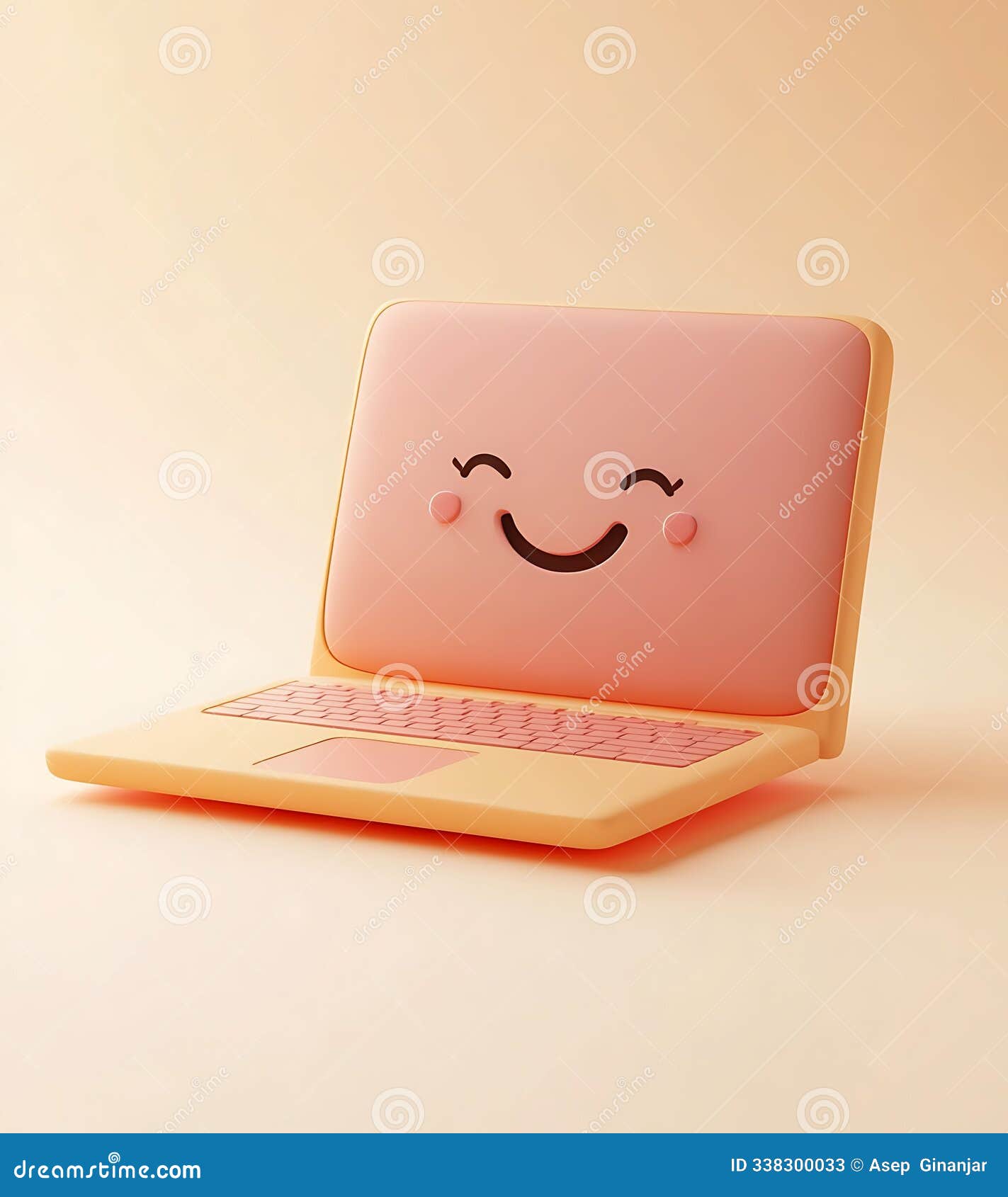 A Laptop with a Smiley Face Stock Illustration - Illustration of star ...