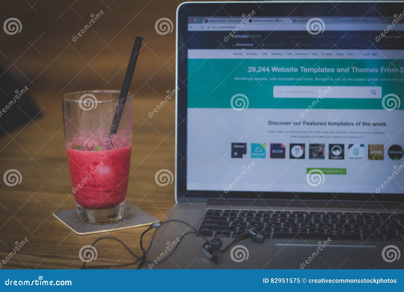 Laptop And Smoothie Picture. Image: 82951575