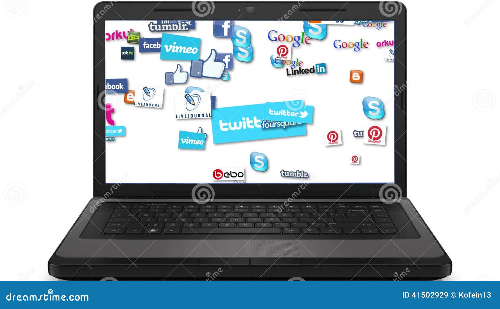 Laptop Social Media Logo Loop Stock Video - Video of connection ...