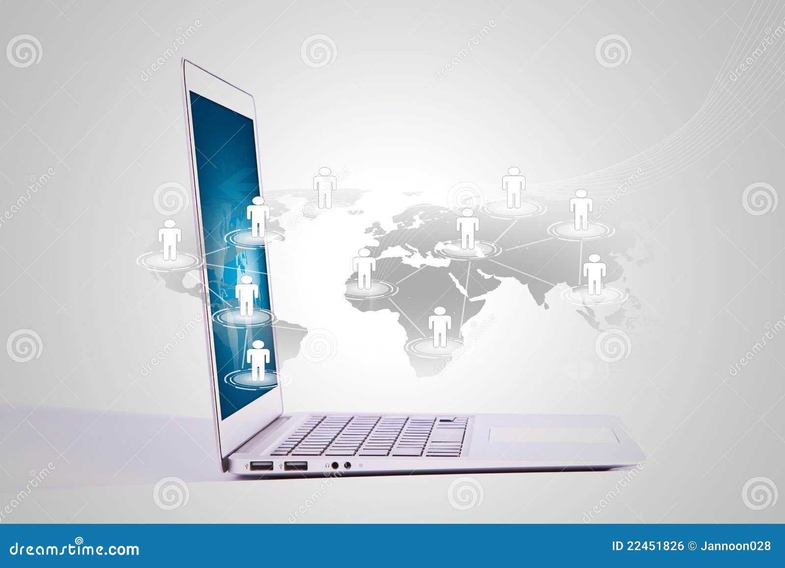 Laptop with Social Network. Stock Photo - Image of note, community ...