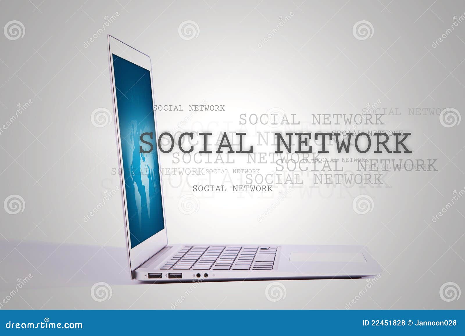Laptop with Social Network. Stock Photo - Image of laptop, open: 22451828