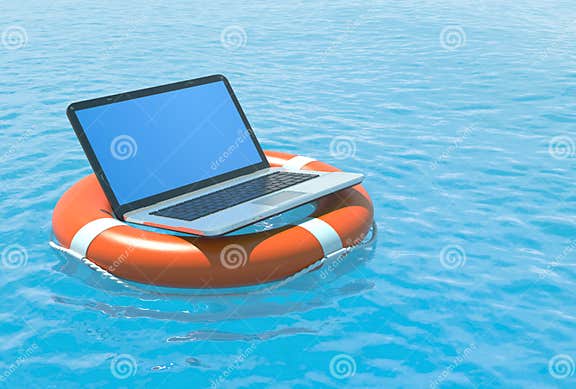 Laptop software rescue. stock illustration. Illustration of technology ...