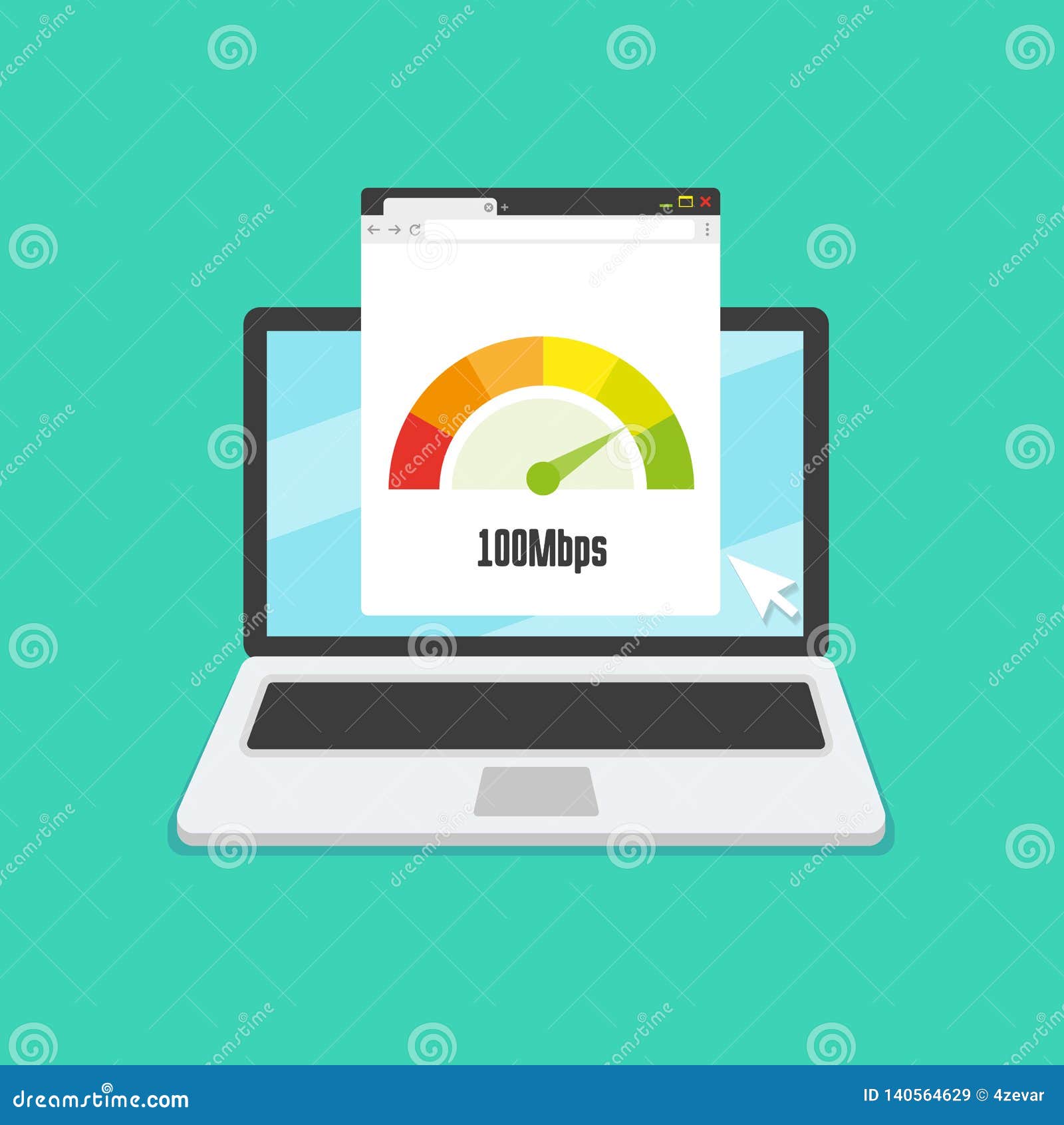 Laptop With Speed Test On Screen, On Blue Background. Vector ...