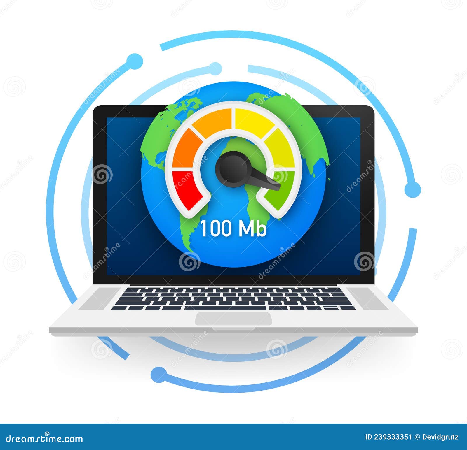 Laptop with Speed Test on the Screen. Vector Illustration. Stock Vector ...