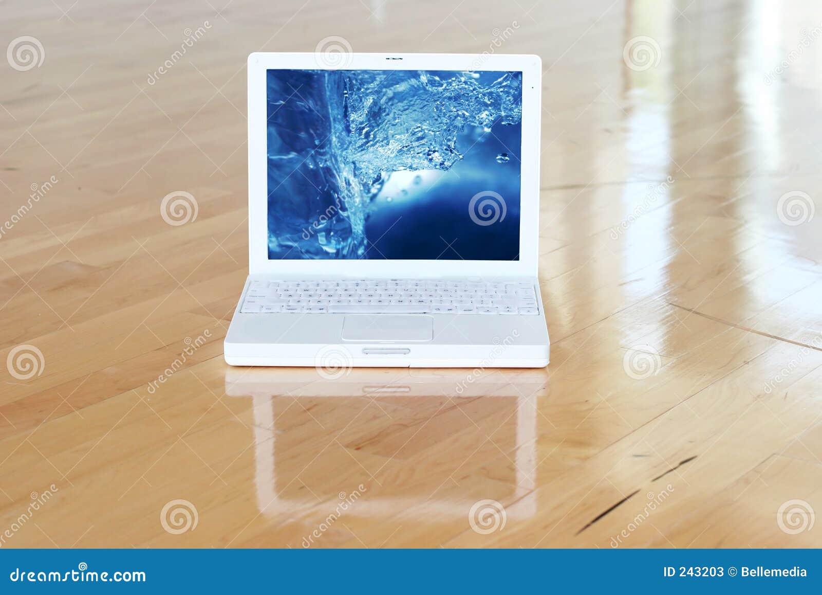Laptop with Splash Screen stock image. Image of white, brown - 243203